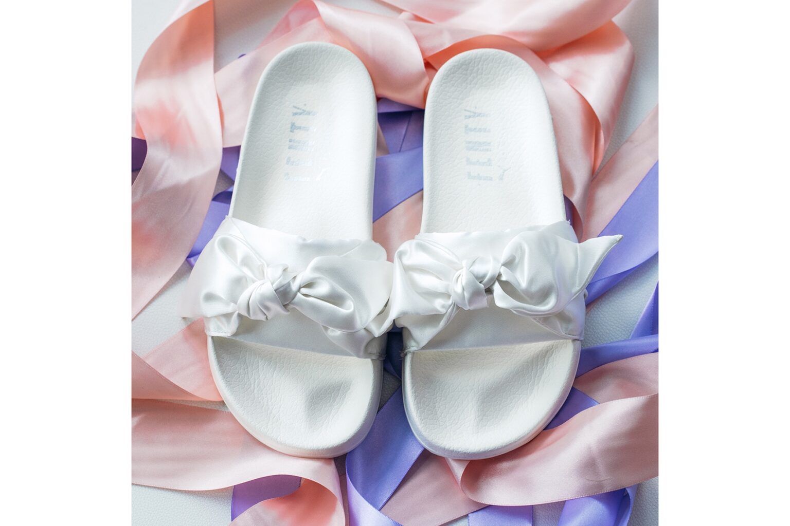 Lilac, White, and Rosey-Beige Fenty Puma Bow Slides and Sneakers Drop ...