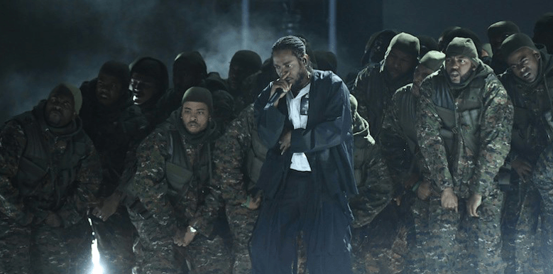 Kendrick Lamar performing "XXX" at the 2018 Grammy's. - MEFeater