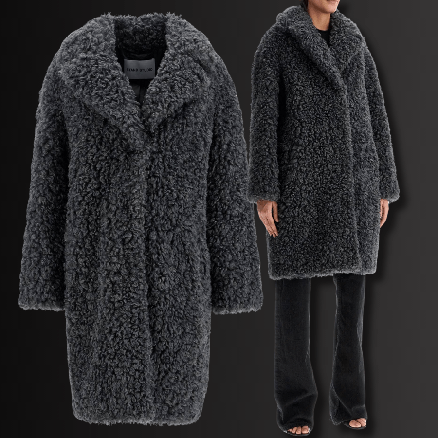 Stand Studio Dark Grey Cocoon Eco Fur Coat - MEFeater